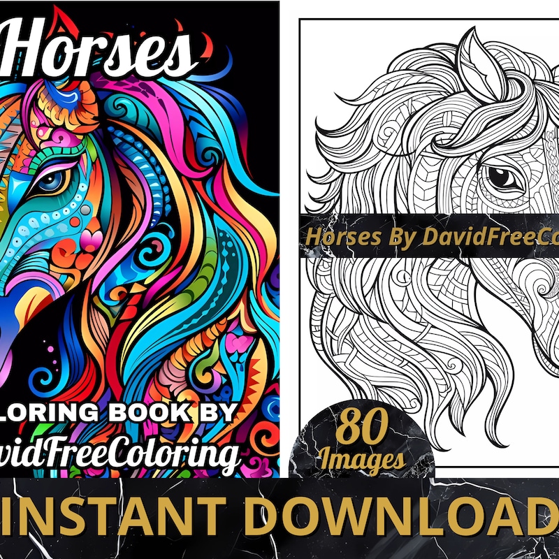 Horse Printable Coloring - Etsy