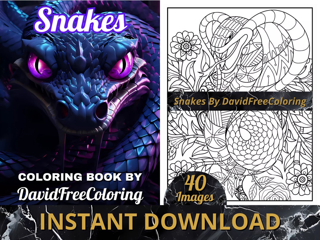 40 Snakes Coloring Book Snakes Coloring Image for Adult Coloring Pages ...