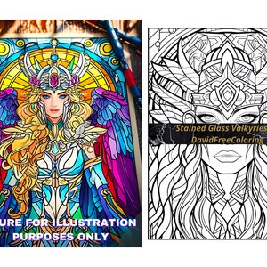30 Valkyries Stained Glass Coloring Book Valkyrie Image for Adult ...