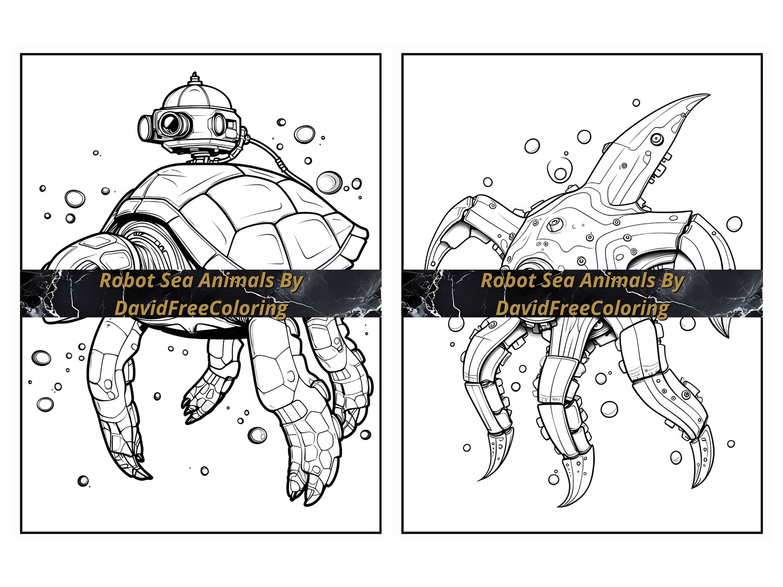40 Robot Sea Animals Coloring Book Robot Images for Adult Coloring ...