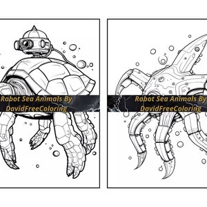 40 Robot Sea Animals Coloring Book Robot Images for Adult Coloring ...