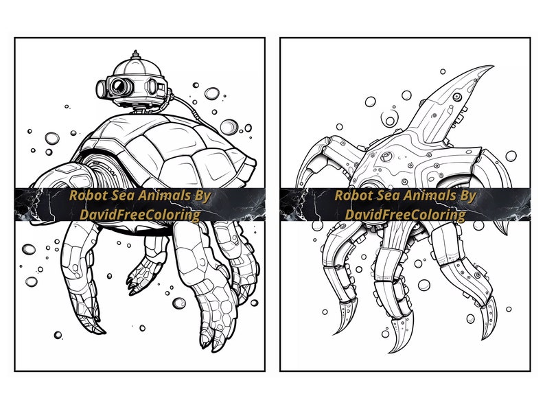 40 Robot Sea Animals Coloring Book Robot Images for Adult Coloring ...