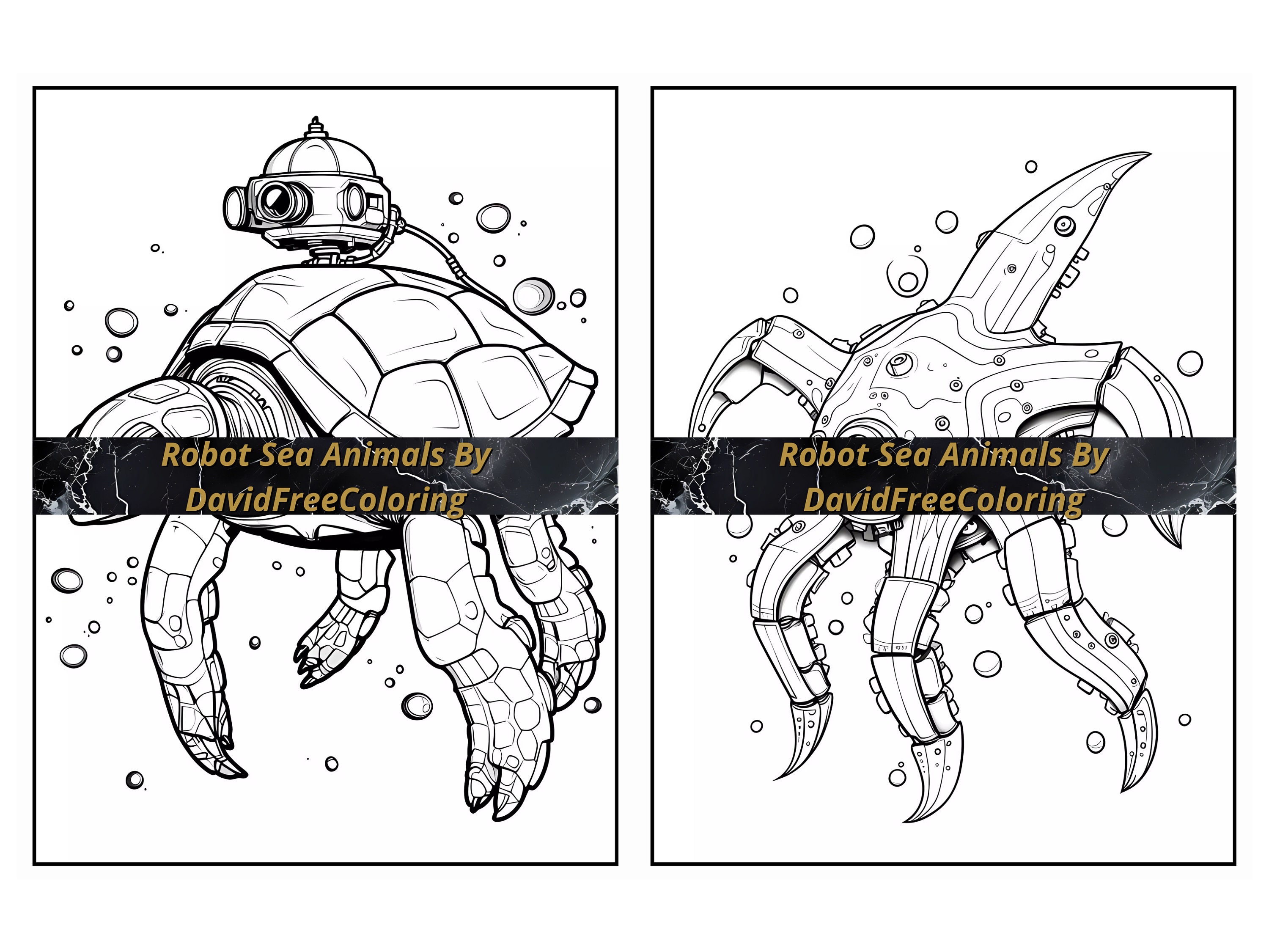 40 Robot Sea Animals Coloring Book Robot Images for Adult Coloring ...
