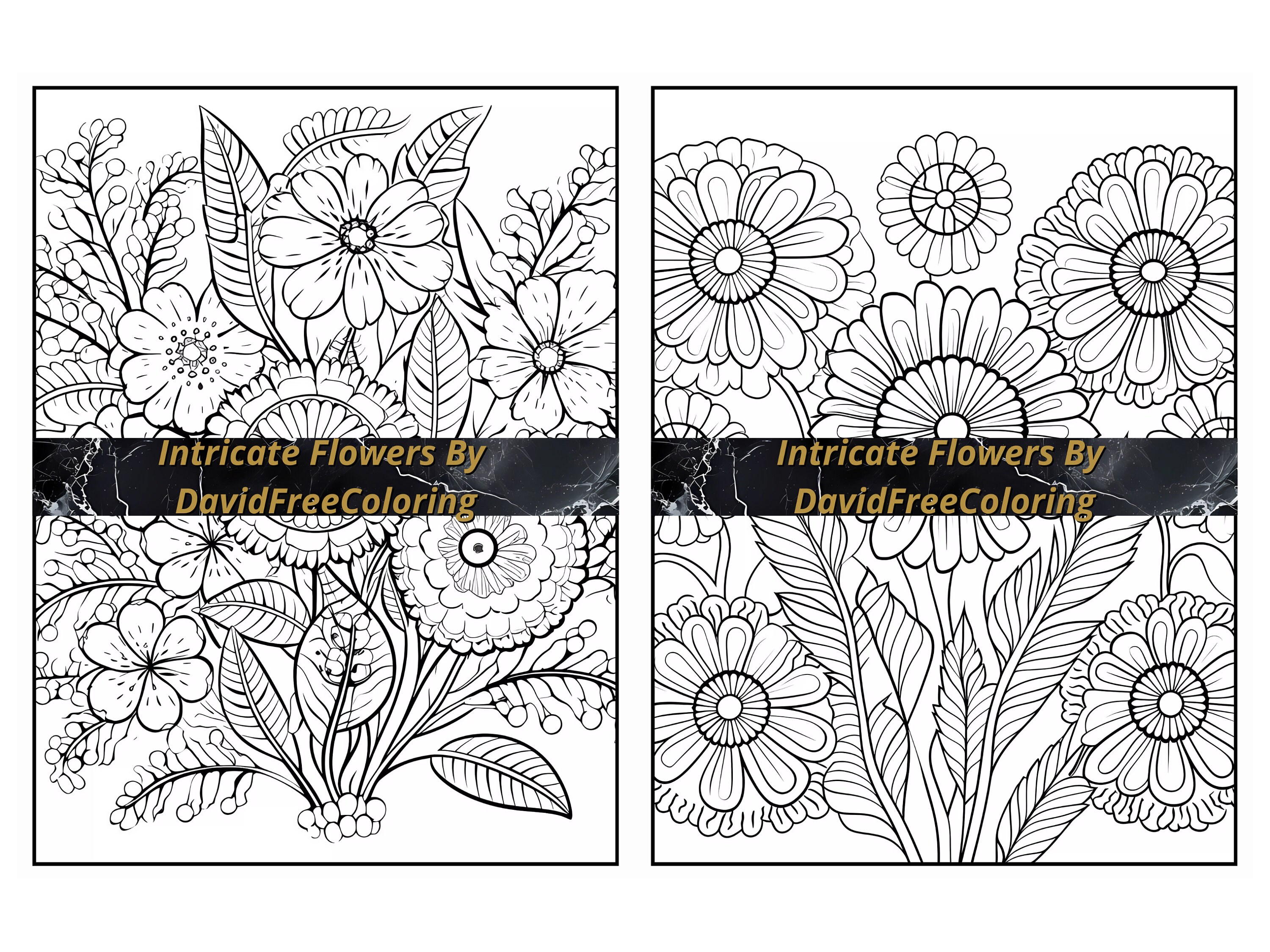 80 Intricate Flowers Coloring Book Flowers Images for Adult Coloring ...