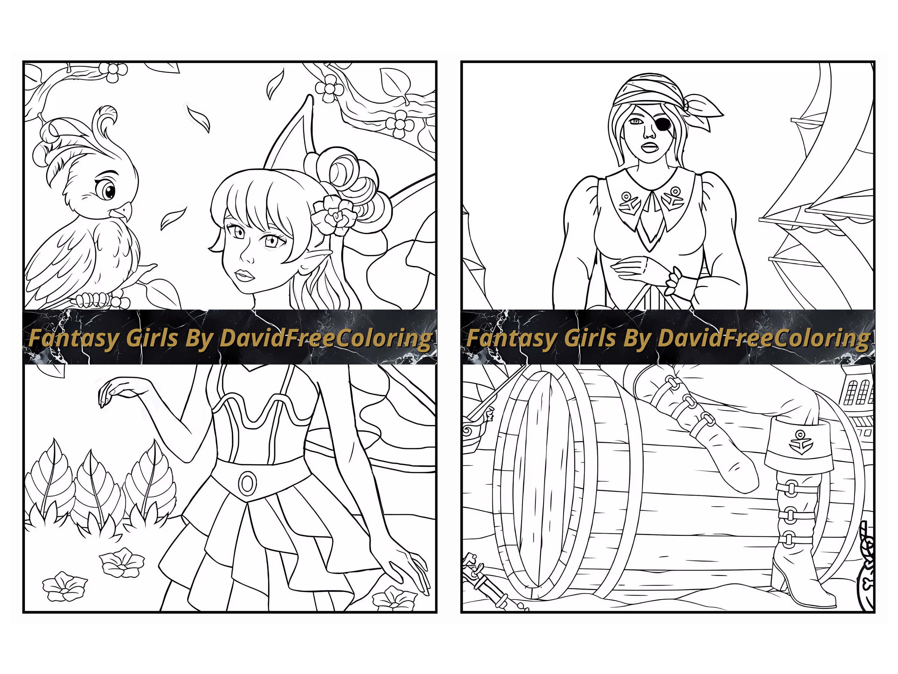 110 Fantasy Girls Coloring Book Fantasy Images for Adult Coloring Pages ...