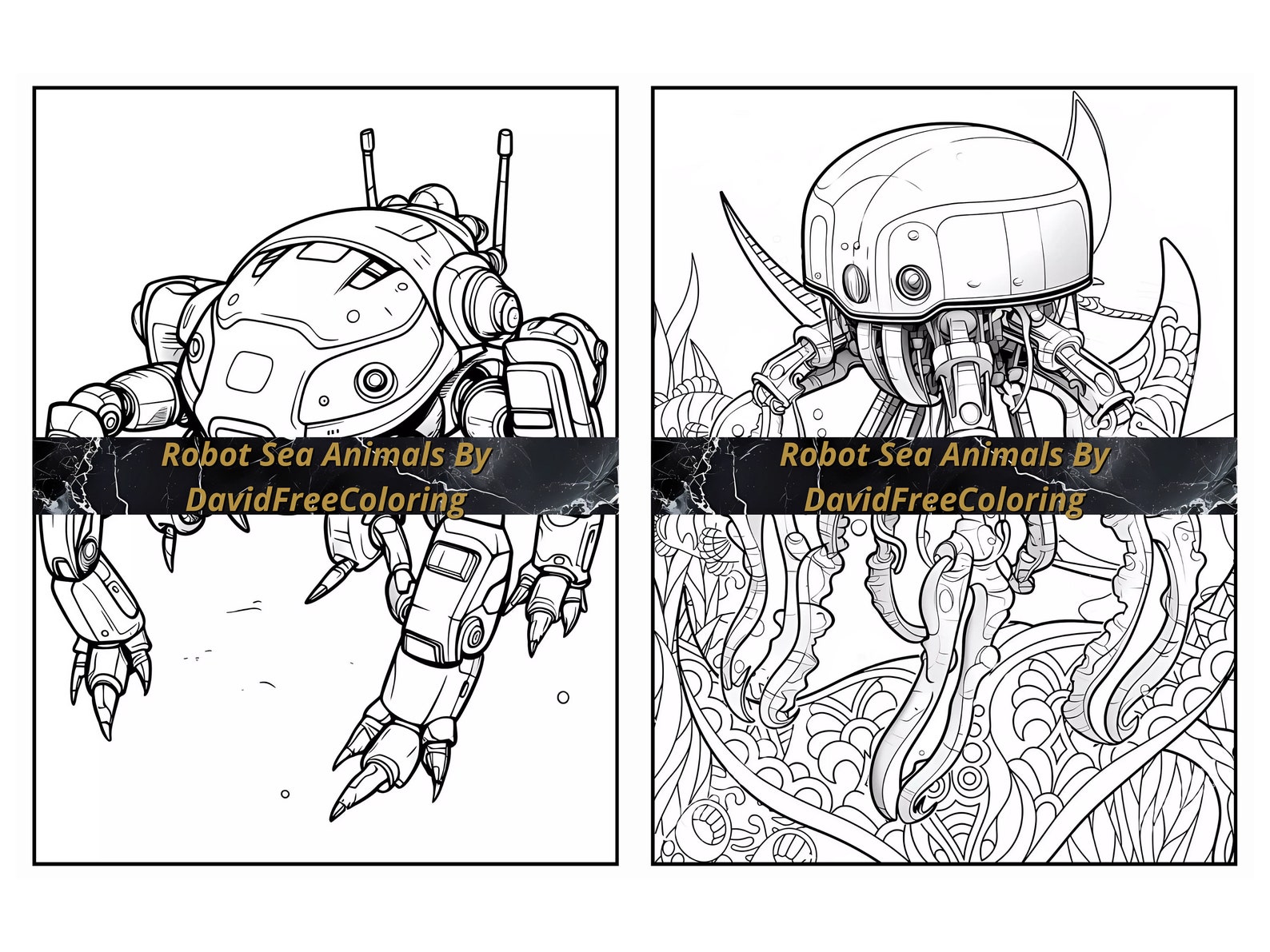 40 Robot Sea Animals Coloring Book Robot Images for Adult Coloring ...