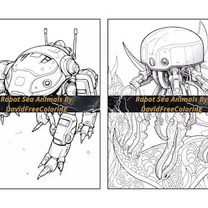 40 Robot Sea Animals Coloring Book Robot Images for Adult Coloring ...