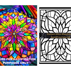 80 Mandala Stained Glass Coloring Book Mandala Image Adult Coloring ...