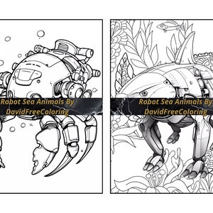 40 Robot Sea Animals Coloring Book Robot Images for Adult Coloring ...