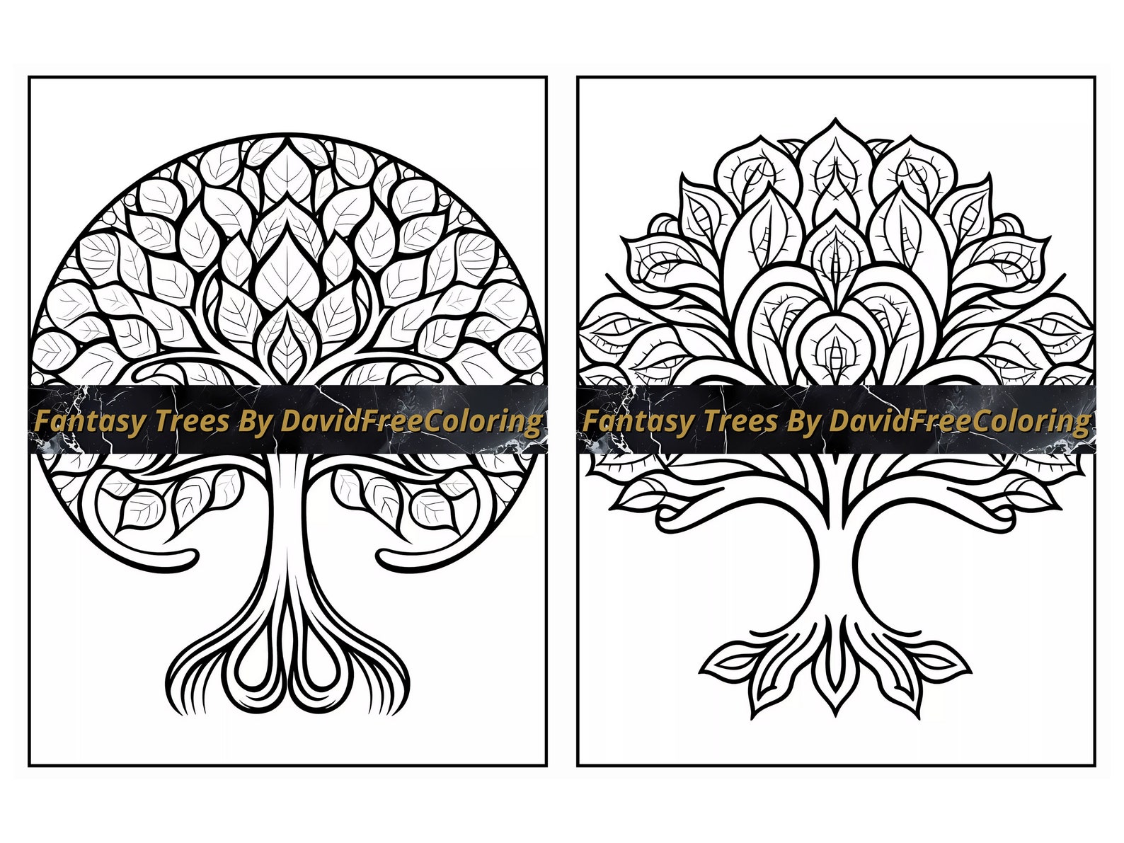 50 Trees Coloring Book Fantasy Trees Images for Adult Coloring Pages ...