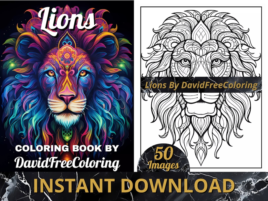 50 Lions Coloring Book Lions Coloring Images for Adult Coloring Pages ...