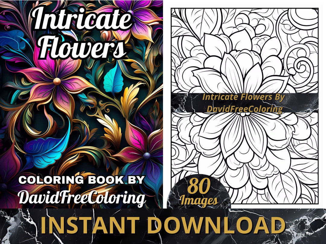 80 Intricate Flowers Coloring Book Flowers Images for Adult Coloring ...