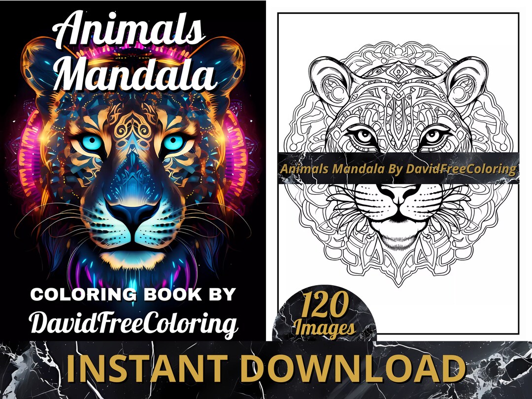 120 Animals Mandala Coloring Book Animals Images for Adult Coloring ...