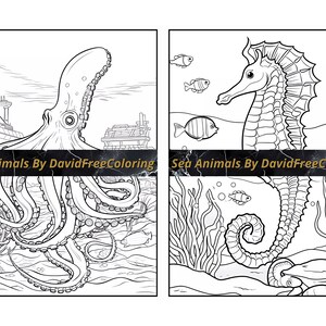 80 Sea Animals Coloring Book Sea Animals Image for Adult Coloring Page ...