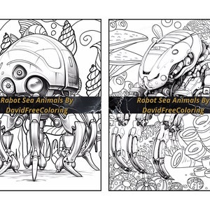 40 Robot Sea Animals Coloring Book Robot Images for Adult Coloring ...