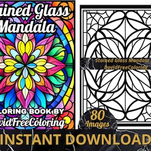 80 Mandala Stained Glass Coloring Book Mandala Image Adult Coloring ...