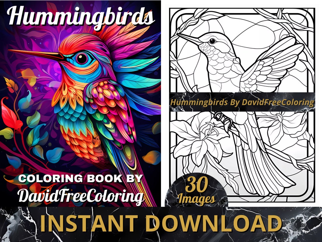30 Hummingbirds Coloring Book Hummingbird Color Image for Adult ...