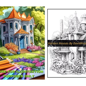 50 Garden Houses Coloring Book Garden Homes Image for Adult Coloring ...