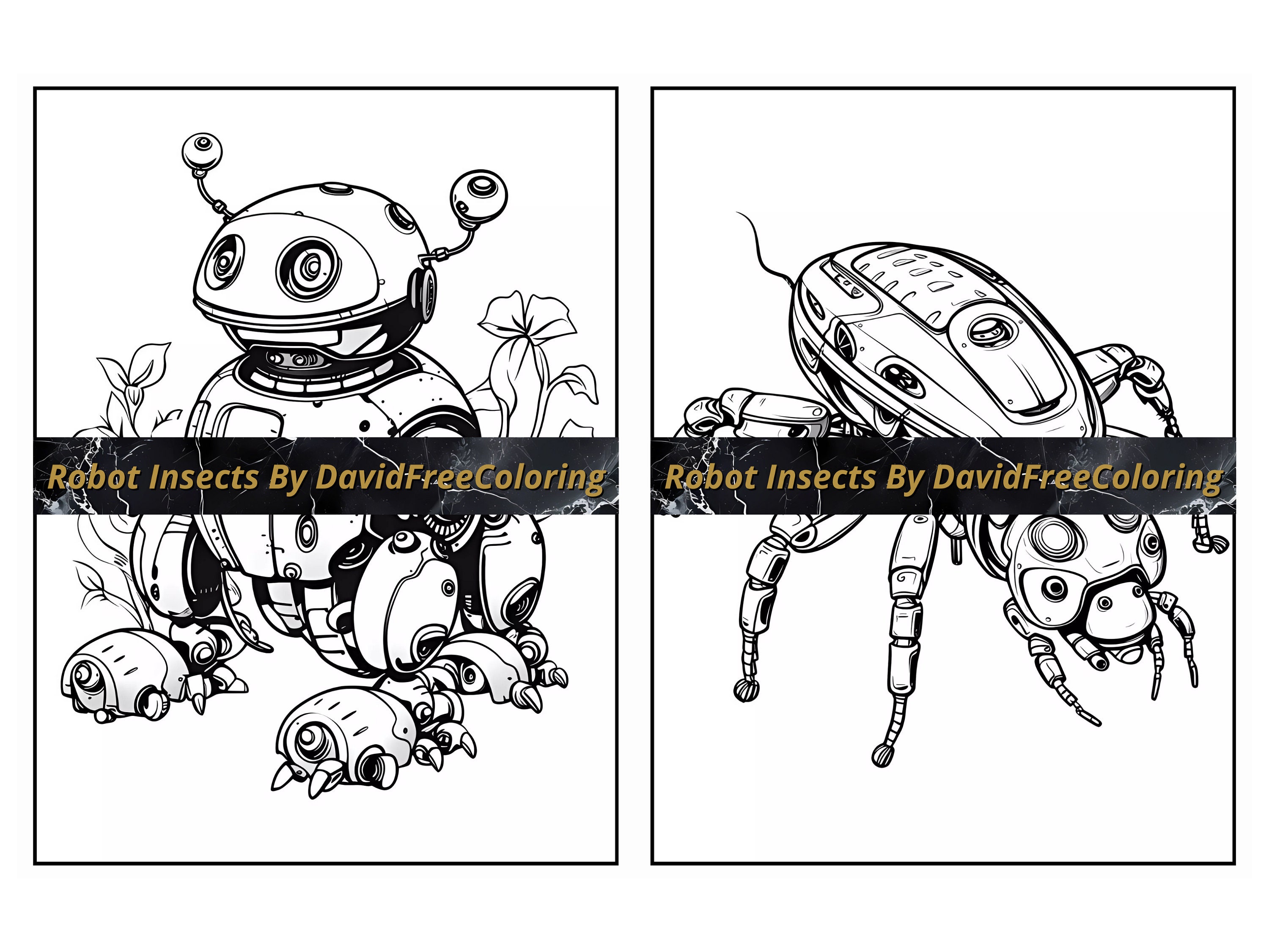 30 Robot Insects Coloring Book Robot Images for Adult Coloring Pages ...