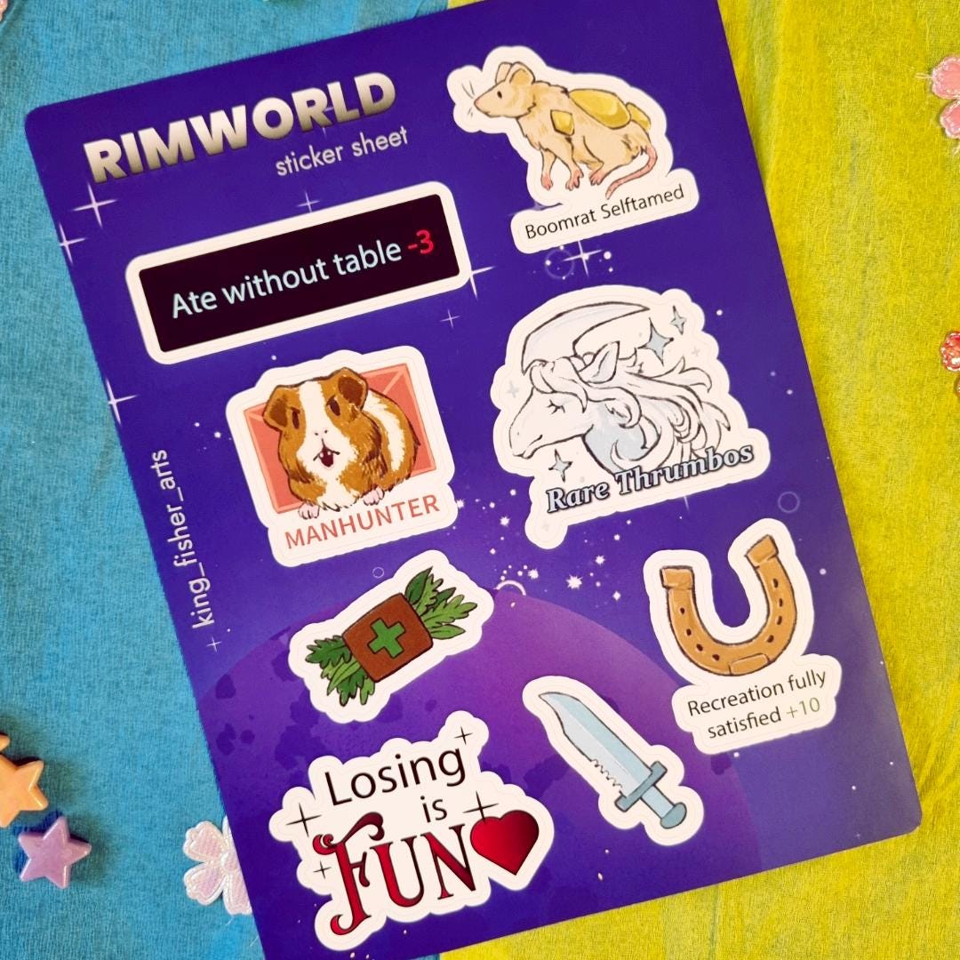 Rimworld Meme Vinyl Sticker Sheet - Etsy