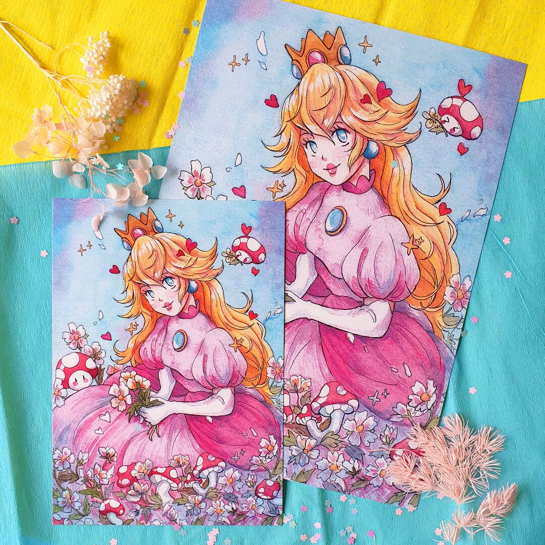 Princess Peach Mario Watercolor Poster Print - Etsy