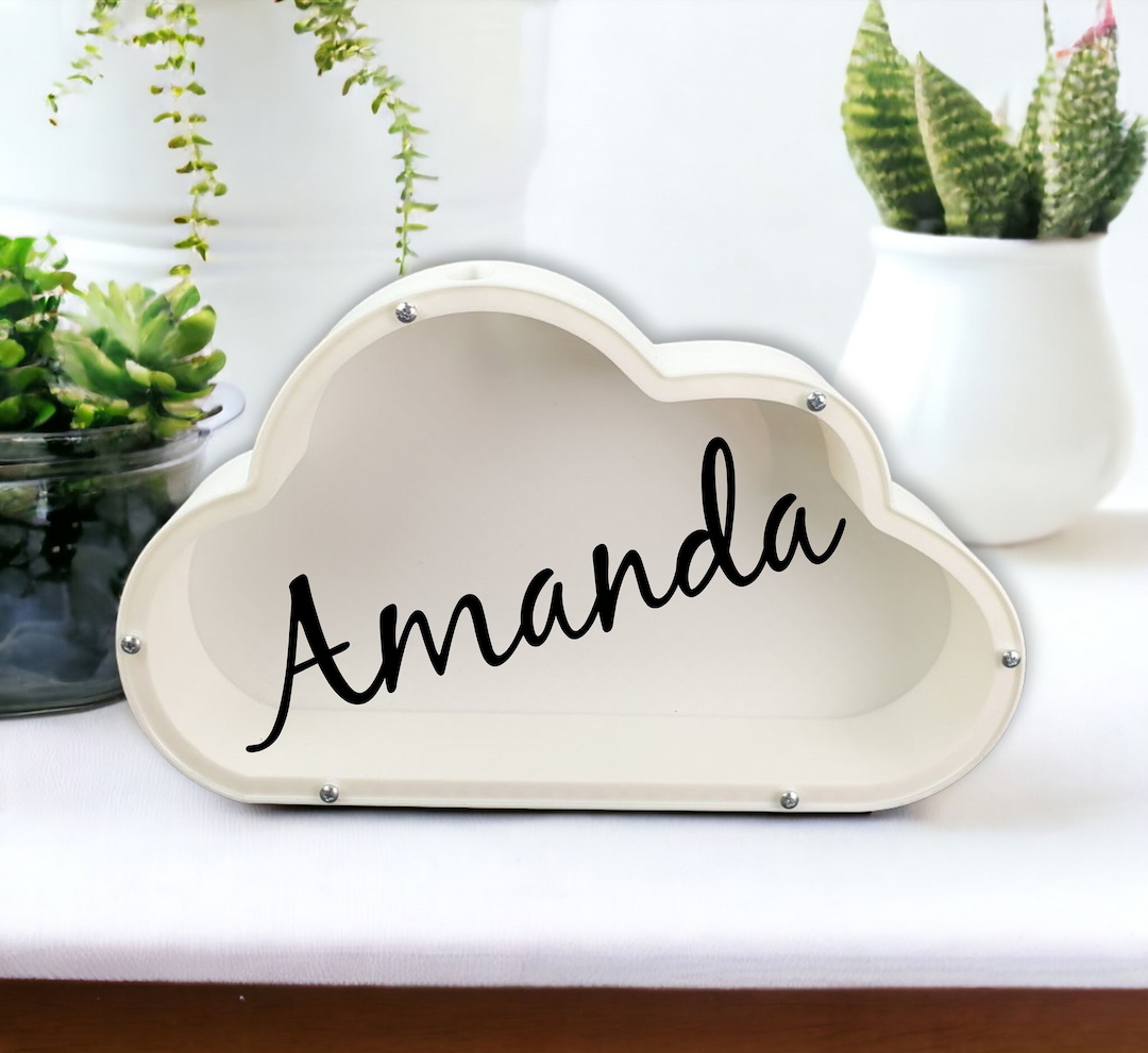 3D Printed Piggy Bank, Cloud, Customizable - Etsy