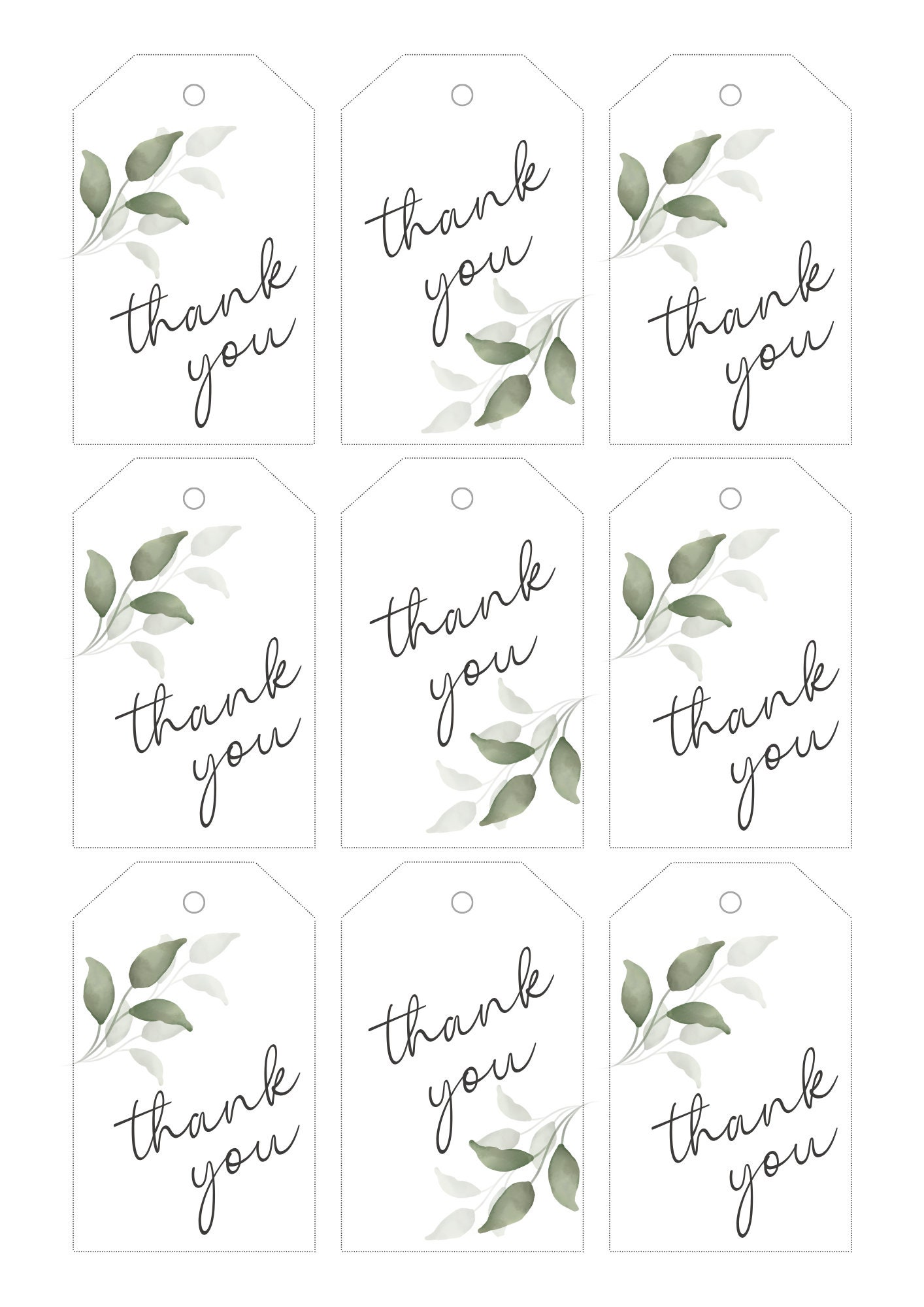 Wedding Thankyou Tags Template - Etsy