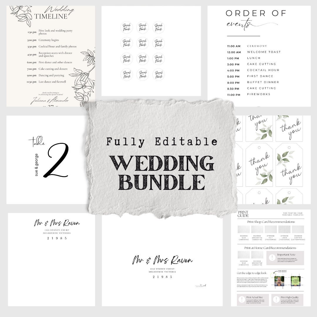 Wedding Bundle Template-digital Download - Etsy