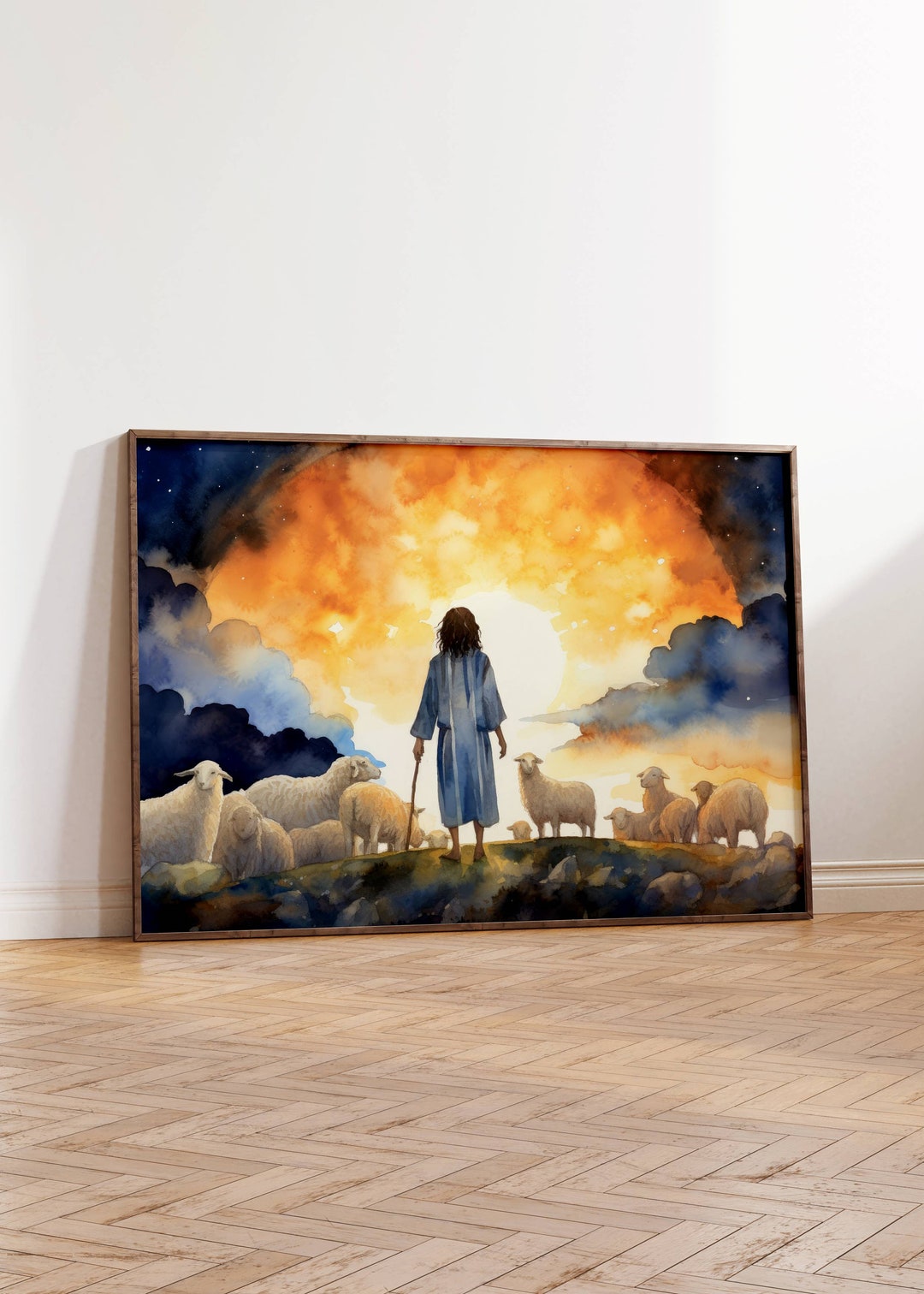 Jesus Poster, Bible Art Painting, Christian Wall Art, Print, shepherd's ...