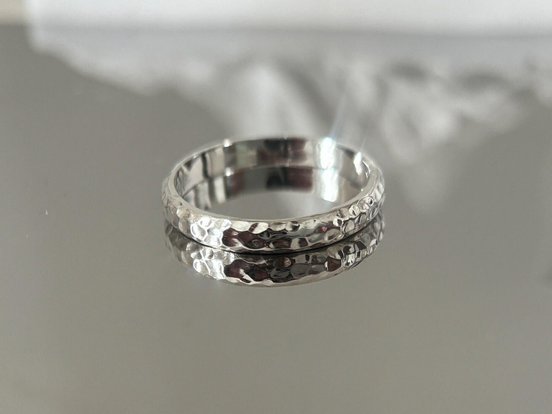 Custom Hammered 999 Silver Ring - Elegant Band for Men and Women ...