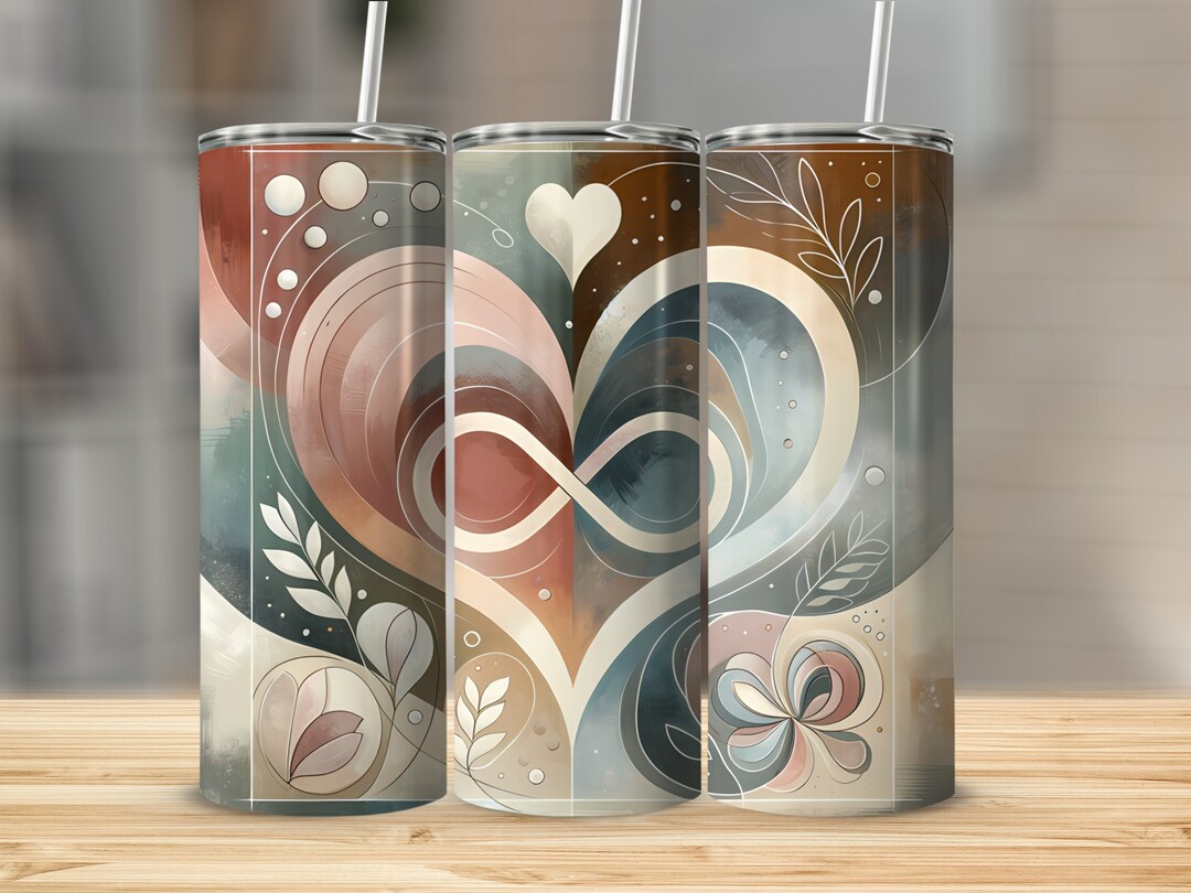 Infinity Heart Modern Abstract Art Tumbler, Unique Love Symbol Tumbler ...