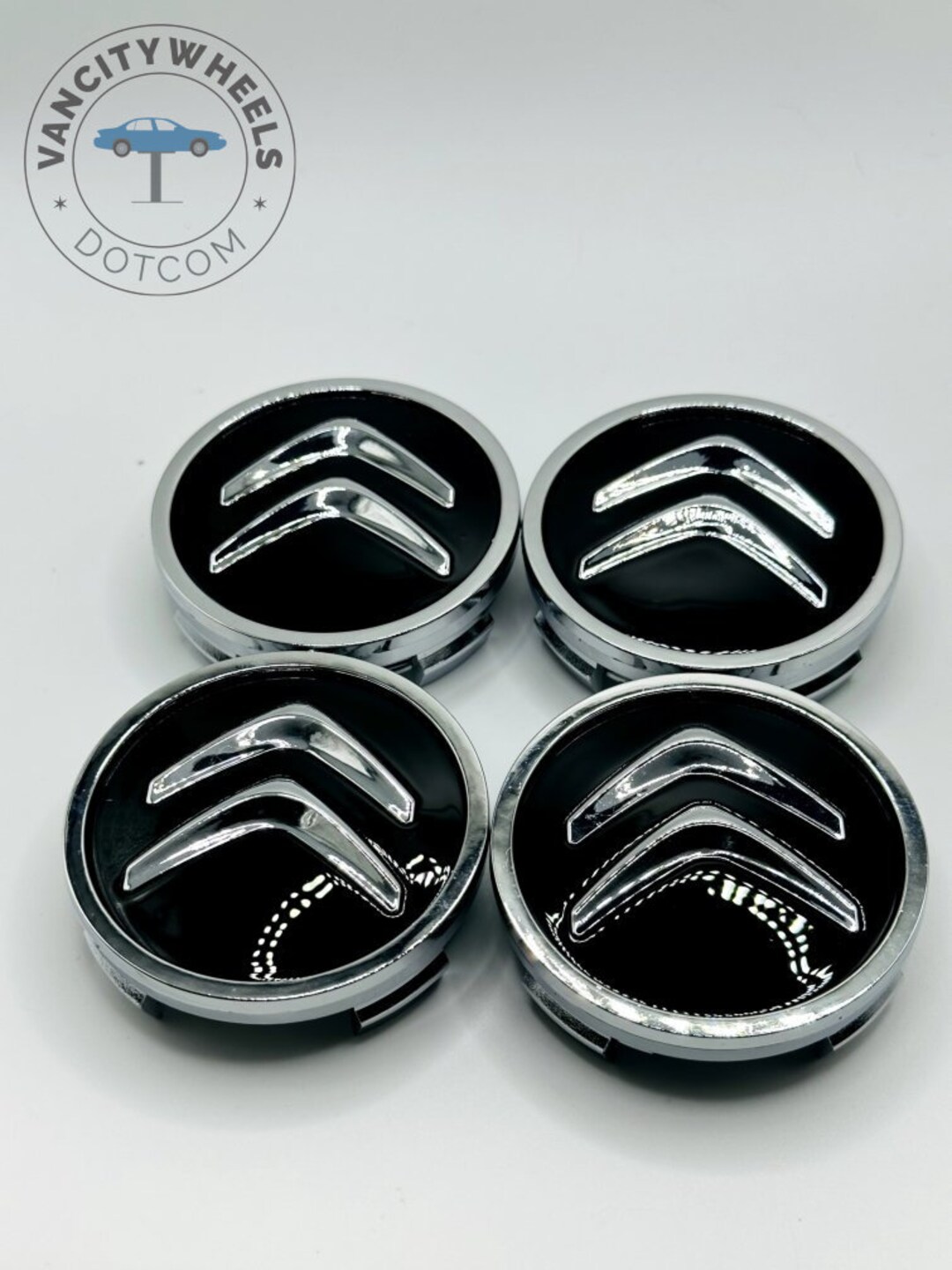Set of 4 Black/chrome Citroen Alloy Wheel Center Caps 60mm, Black ...