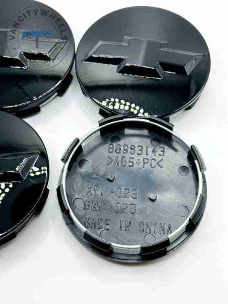 Set of 4 Chevrolet Gloss Black Alloy Wheel Center Caps 83mm, Center Hub ...