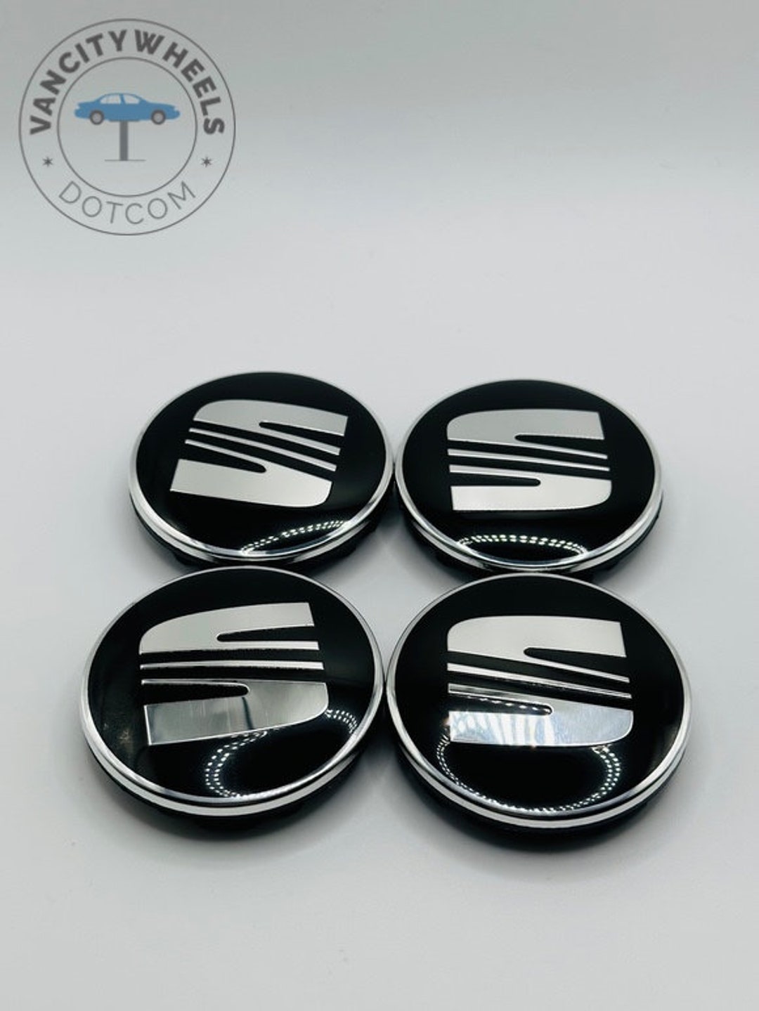 Set of 4 Seat Black/silver Alloy Wheel Center Caps 55mm, Center Hub ...