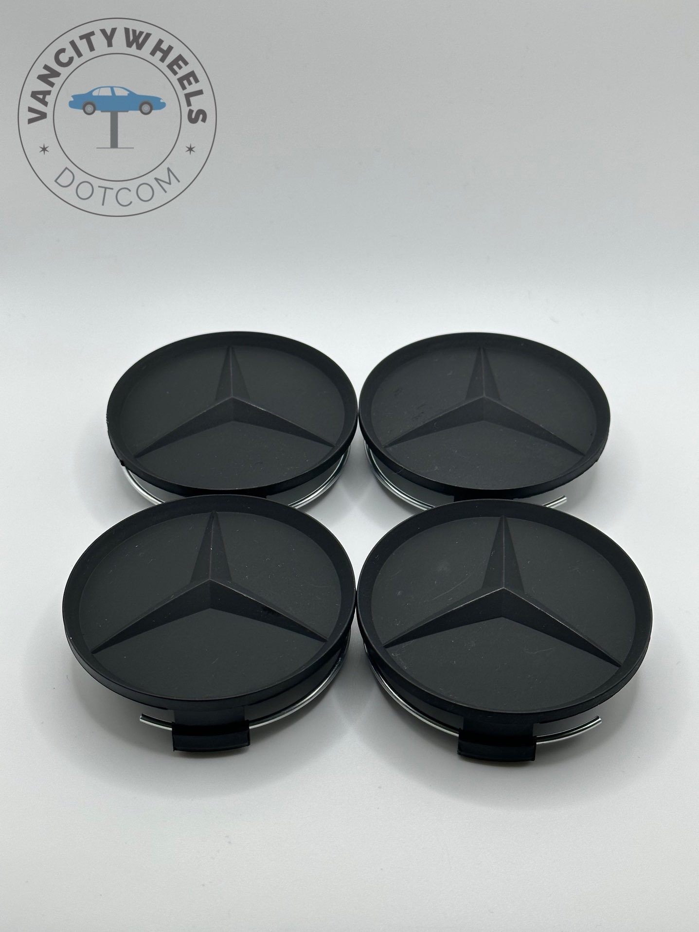 Set of 4 Matte Black Mercedes Benz Alloy Wheel Center Caps 75mm, Matte ...