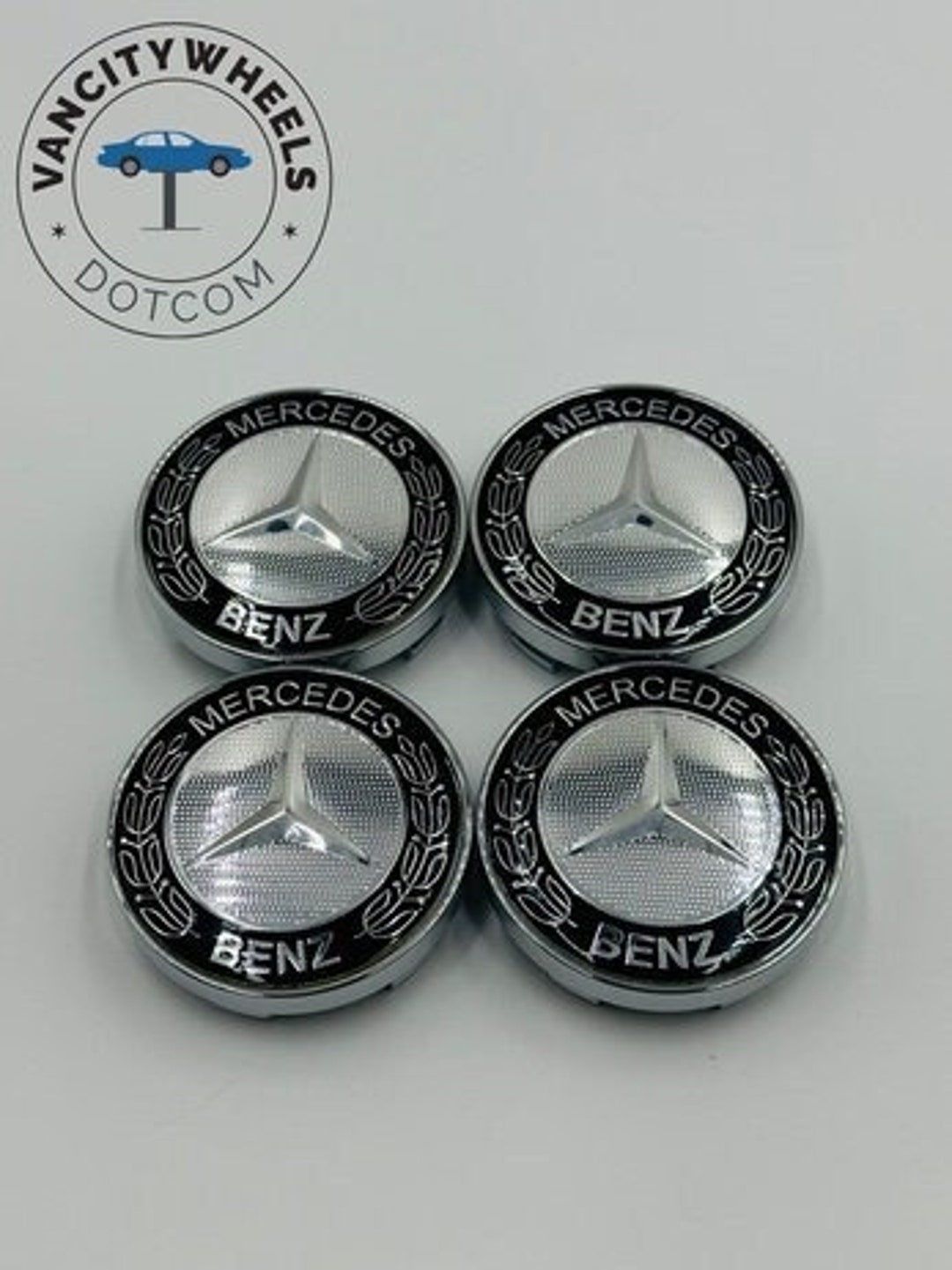 Mercedes Benz Chrome/black Wheel Center Caps 60mm Outer Diameter, 56mm ...