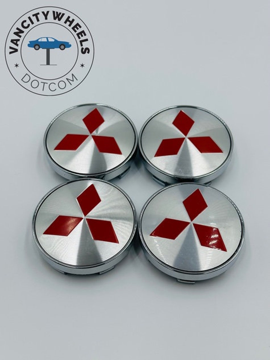Premium 4pcs Mitsubishi Silver/red Wheel Center Caps in Varied Sizes ...