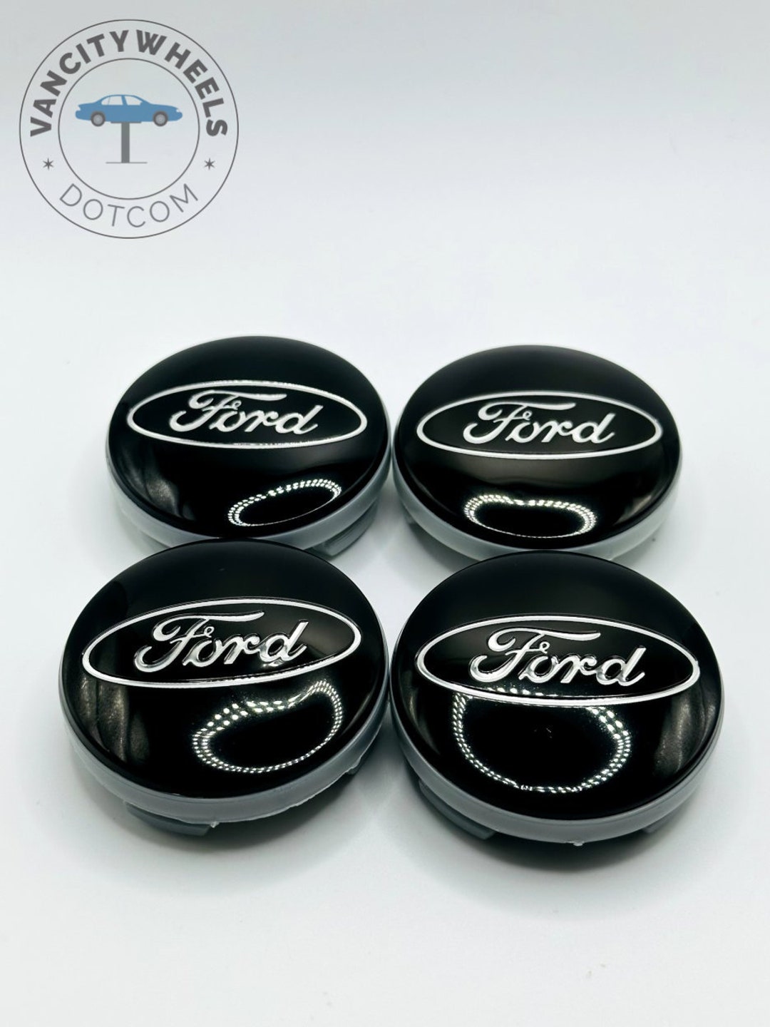 Set of 4 Black Ford Alloy Wheel Center Caps 54mm, Black Center Hub Caps ...
