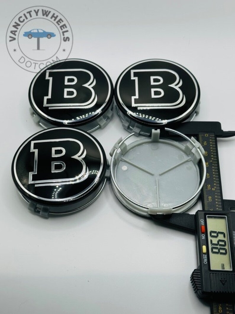 Set of 4 Black/chrome Brabus Alloy Wheel Center Caps 75mm, Black/chrome ...