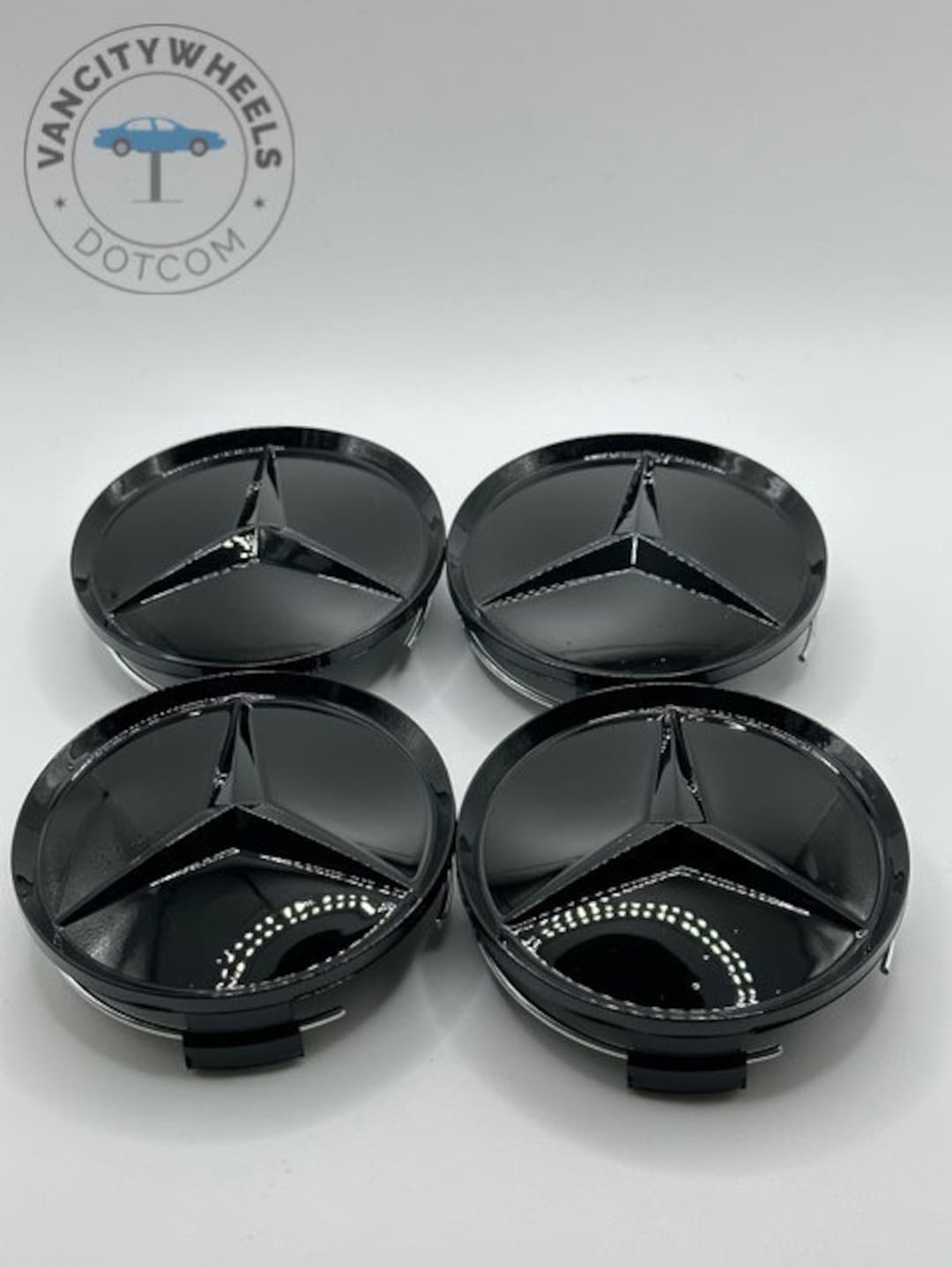 Set of 4 Gloss Black Mercedes Benz Alloy Wheel Center Caps 75mm, Gloss ...