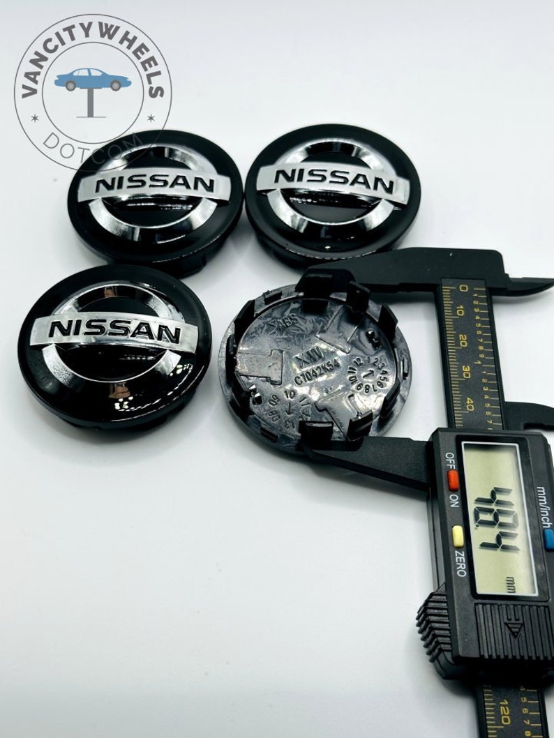 Set of 4 Black/silver Nissan Alloy Wheel Center Caps 54mm, Black/silver ...