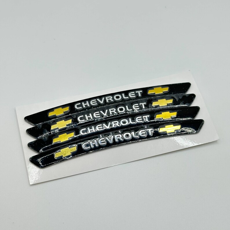 Set of 4 Silver/black Chevrolet Wheel Rim Decal Emblem Badges, Wheel ...