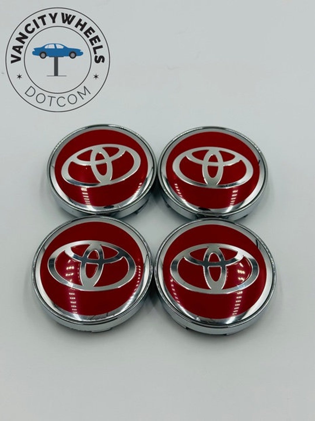 Toyota Red/silver Wheel Center Caps 60mm Outer Diameter, 56mm Inner ...