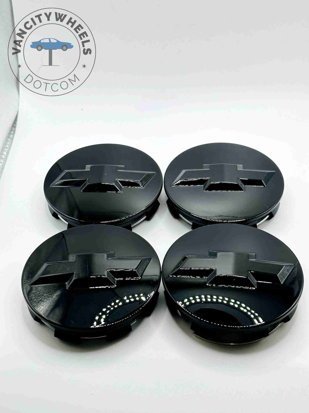 Set of 4 Chevrolet Gloss Black Alloy Wheel Center Caps 83mm, Center Hub ...