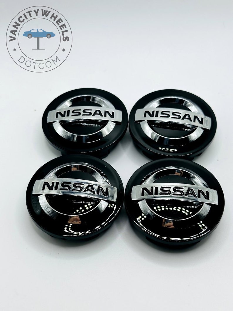 Set of 4 Black/silver Nissan Alloy Wheel Center Caps 54mm, Black/silver ...