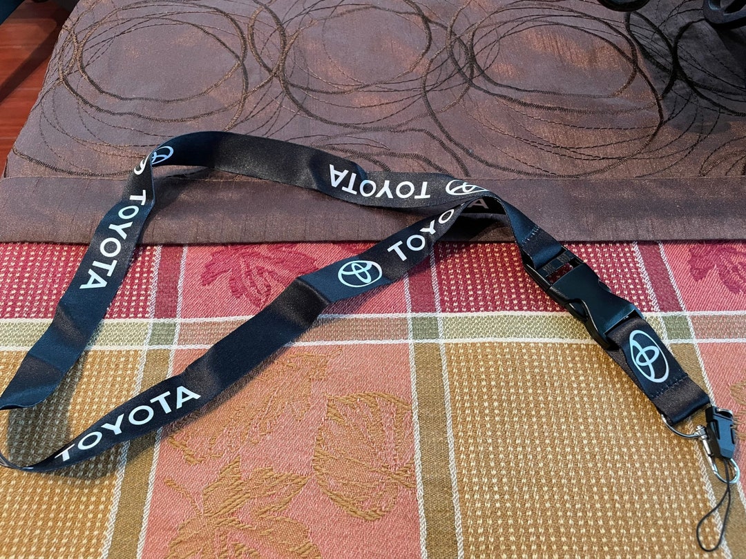 TOYOTA Logo Emblem Nameplate Black Lanyard for Keys ID Card Badge ...