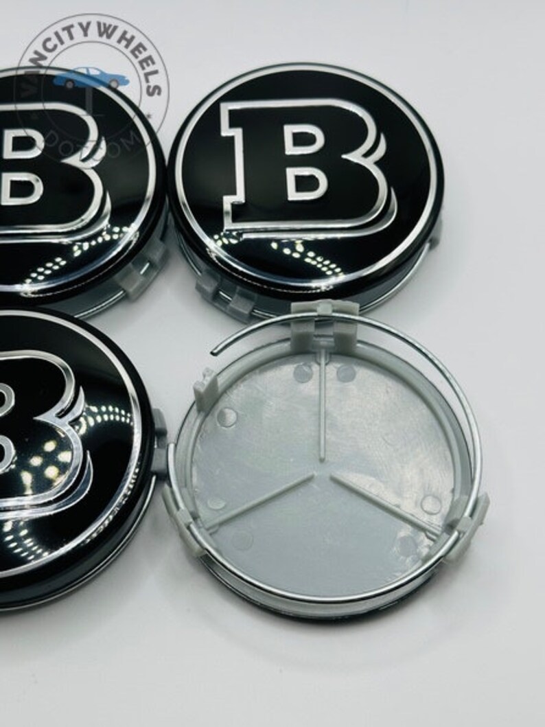 Set of 4 Black/chrome Brabus Alloy Wheel Center Caps 75mm, Black/chrome ...