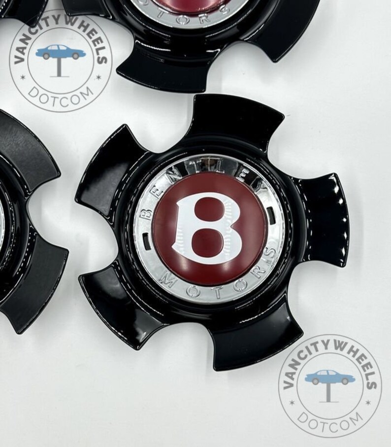 Bentley Wheel Center Caps Black Luxury Black/red Finish set of 4 ...