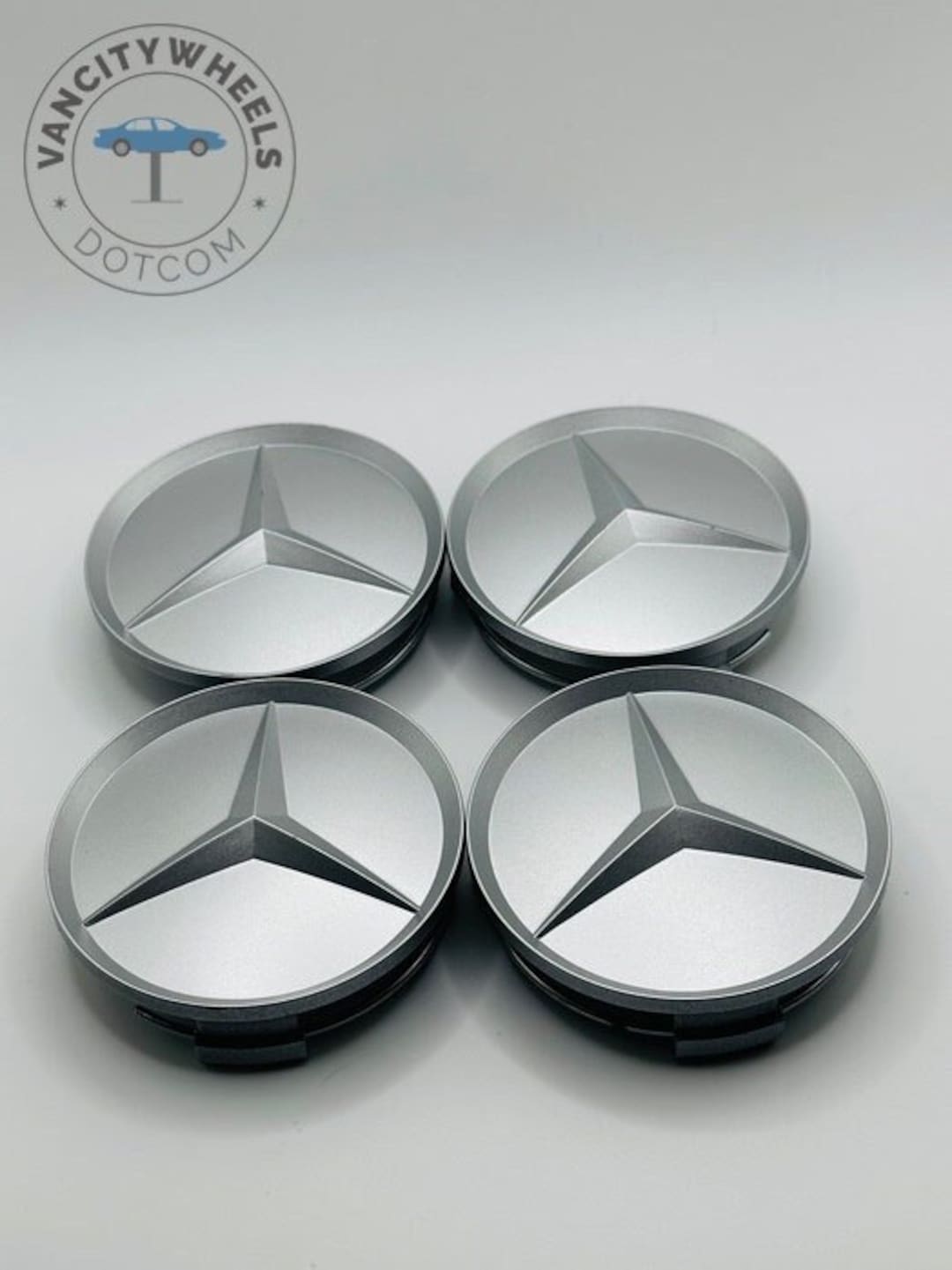 Set of 4 Silk Silver Mercedes Benz Alloy Wheel Center Caps 75mm, Silver ...