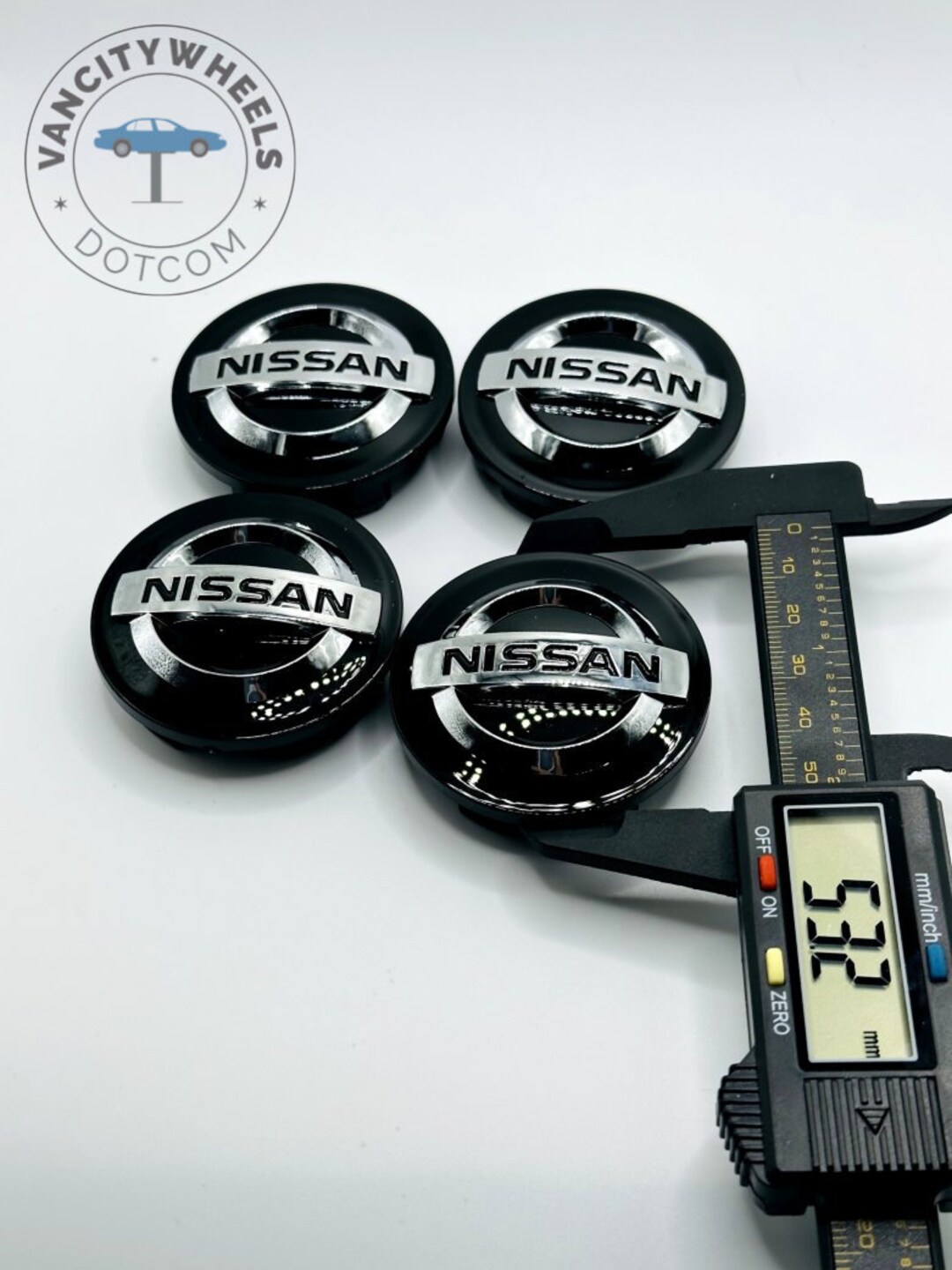 Set of 4 Black/silver Nissan Alloy Wheel Center Caps 54mm, Black/silver ...